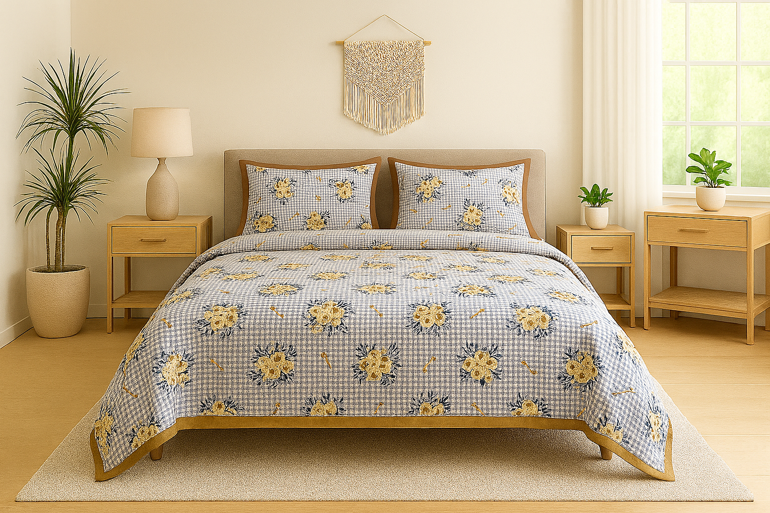 Reversible Cotton Dohar Set – Floral Bliss & Subtle Geometric – Aashray ...